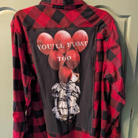 Upcycled | Shirts | Penny Wise It Clown Vintage Flannel Plaid Shirt ...